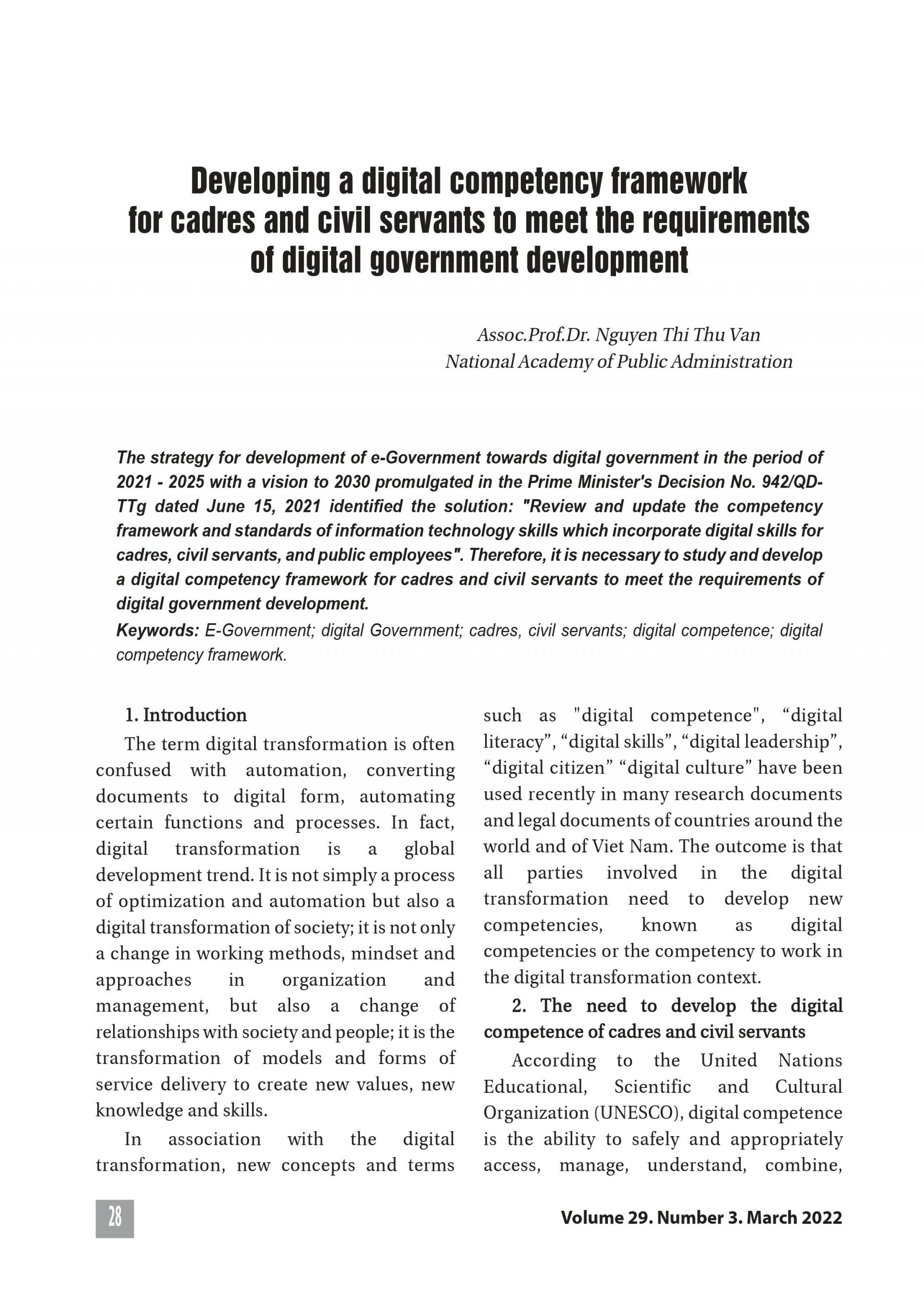 Developing a digital competency framework for cadres and civil servants ...